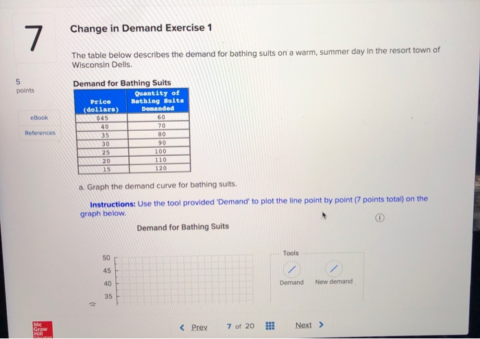 Solved 7 Change in Demand Exercise 1 The table below | Chegg.com