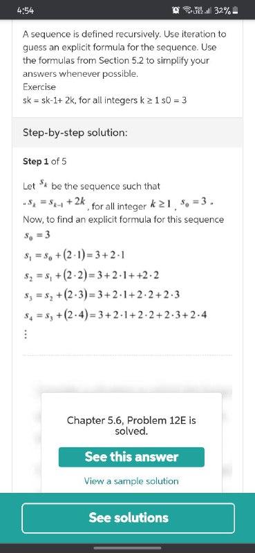 Solved 4:54 @ 32% A sequence is defined recursively. Use | Chegg.com