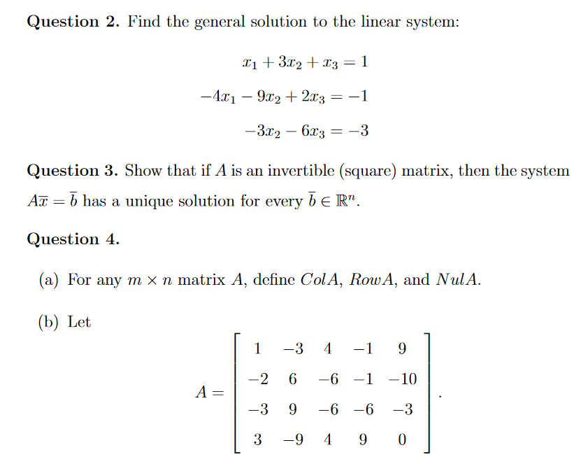 Solved Linear Algebra. Need help with numbers # 3, and 4a | Chegg.com