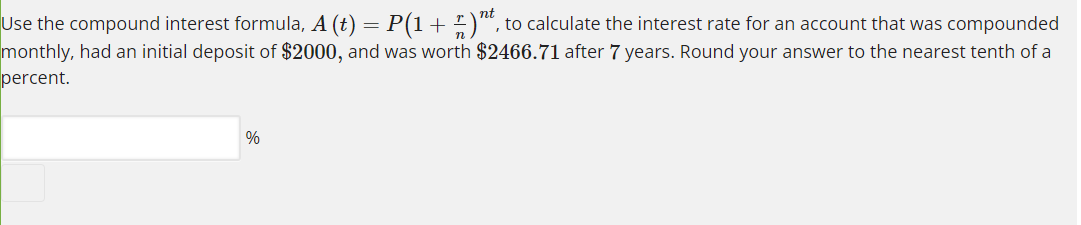 Solved nt Use the compound interest formula, A (t) = | Chegg.com