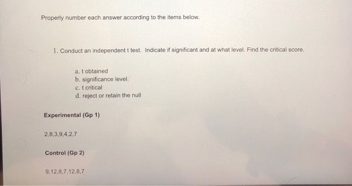 Solved Properly number each answer according to the items | Chegg.com