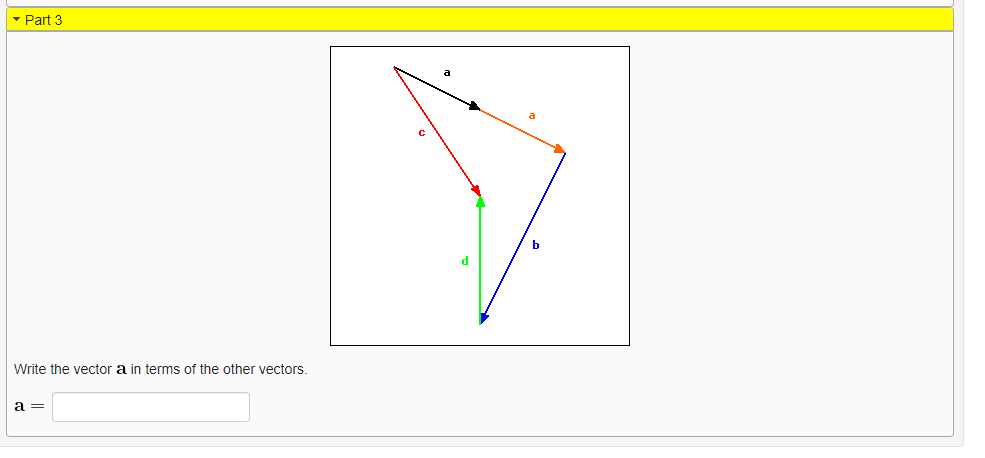 Solved Write the vector a in terms of the other vectors. | Chegg.com