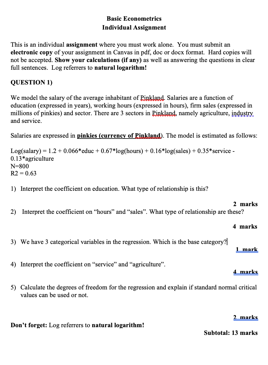 Solved Basic Econometrics Individual Assignment This is an | Chegg.com