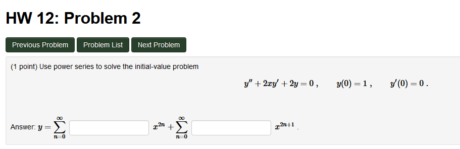 Solved HW 12: Problem 2 Previous Problem Problem List Next | Chegg.com