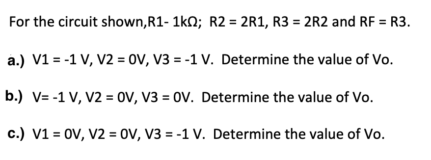Solved RE R View +12V R V, -wir V+ R -V. Vz V- + -12V For | Chegg.com