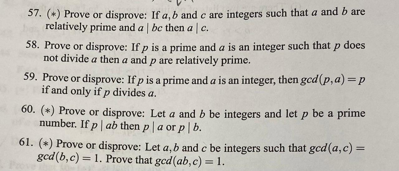 Solved 57. (*) Prove or disprove: If a,b and c are integers | Chegg.com
