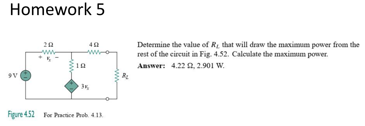 Solved Homework 5 Determine the value of RL that will draw | Chegg.com