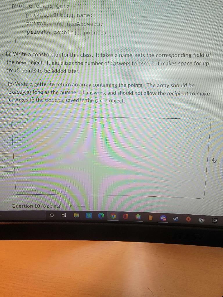 Solved Public Class Quiz Private String Name Private Int