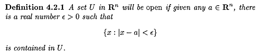 Definition 4.2.1 A set U in Rn will be open if given | Chegg.com