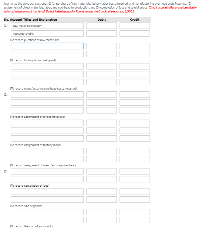 Solved Journalize the June transactions: (1) for purchase of | Chegg.com