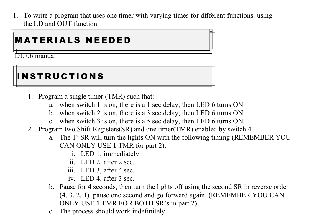 Solved 1. To write a program that uses one timer with | Chegg.com
