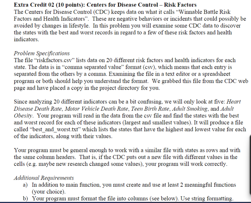 Solved Extra Credit 02 (10 points): Centers for Disease | Chegg.com