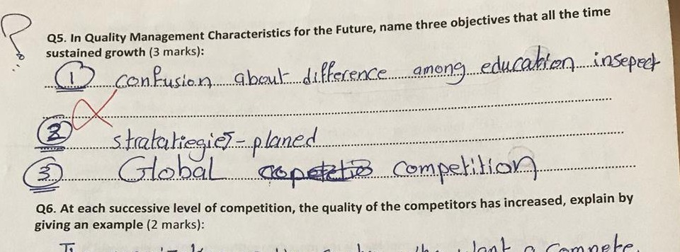 Solved Qs In Quality Management Characteristics for the | Chegg.com