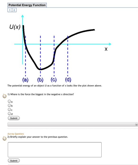 Solved Potential Energy Function U(x) The potential energy | Chegg.com