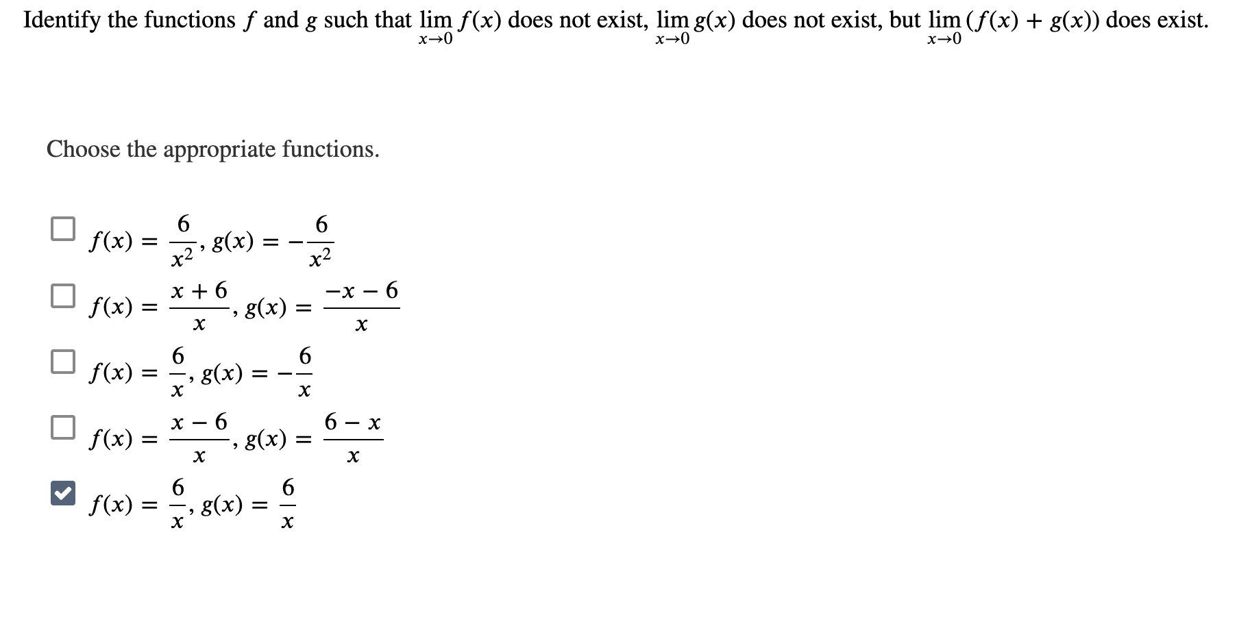 Solved Identify the functions f and g such that limx→0f(x) | Chegg.com