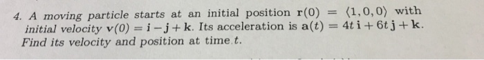 Solved A moving particle starts at an initial position r(0) | Chegg.com