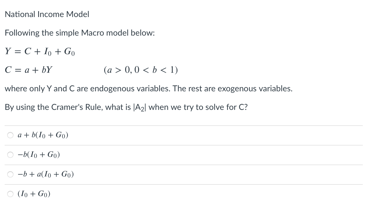 Solved National Income Model Following the simple Macro | Chegg.com