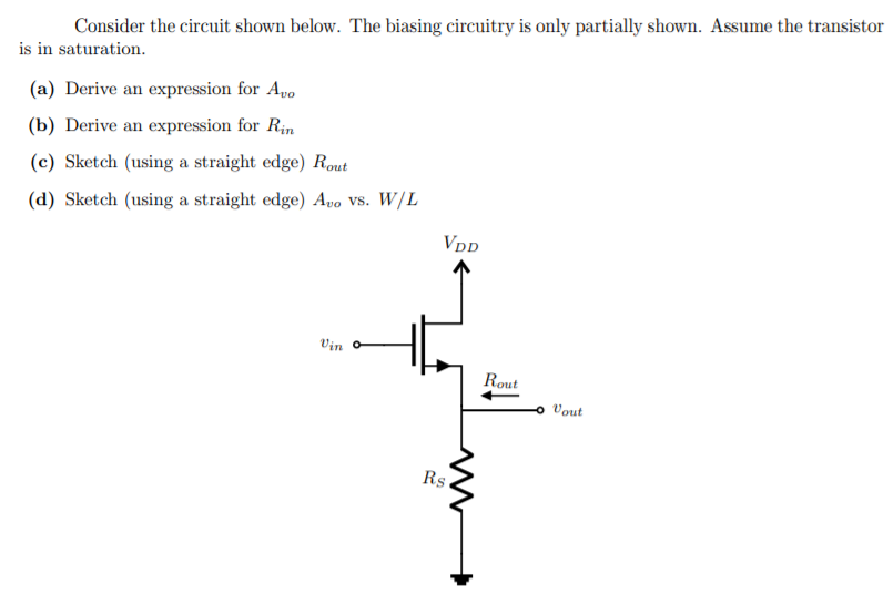 Solved Consider the circuit shown below. The biasing | Chegg.com