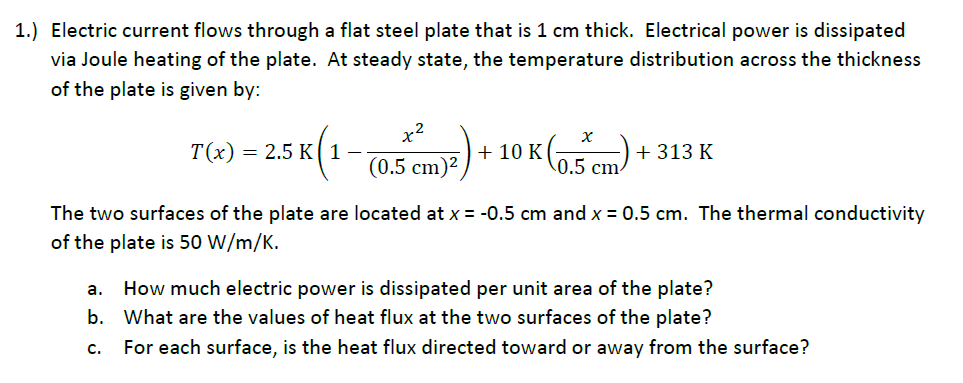 Solved 1.) Electric current flows through a flat steel plate | Chegg.com