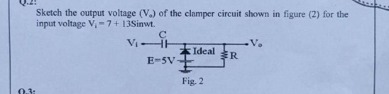 Solved Sketch the output voltage (V.) of the clamper circuit | Chegg.com