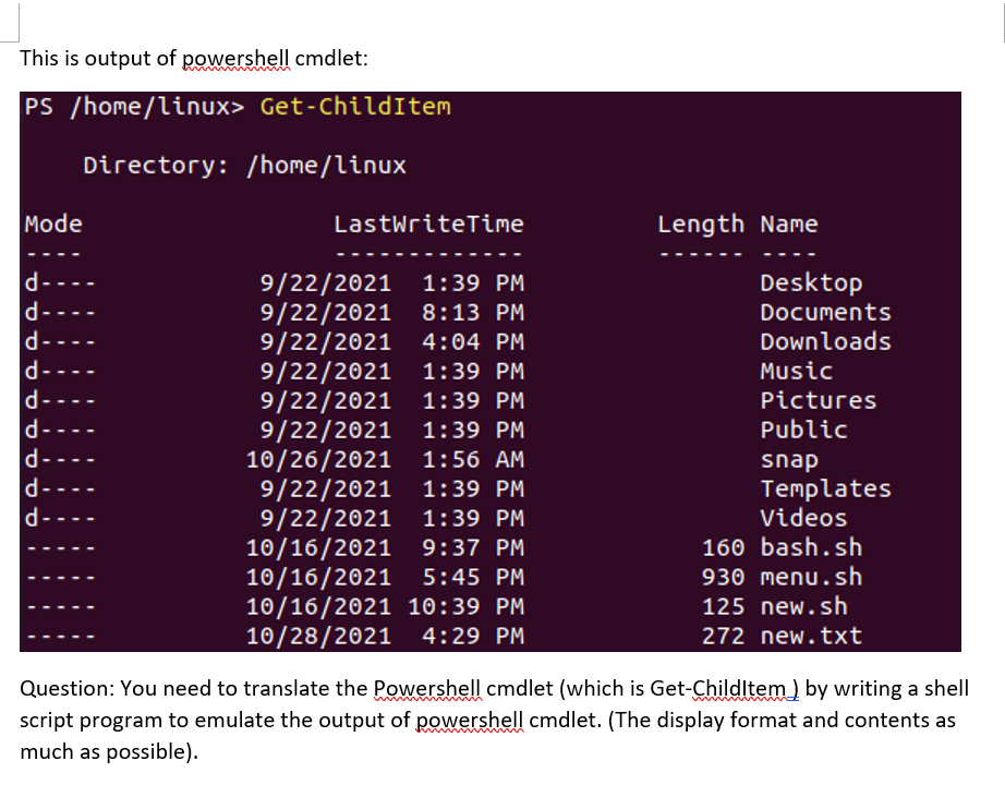 Solved #Linux Operating System #Powershell #Bash shell | Chegg.com