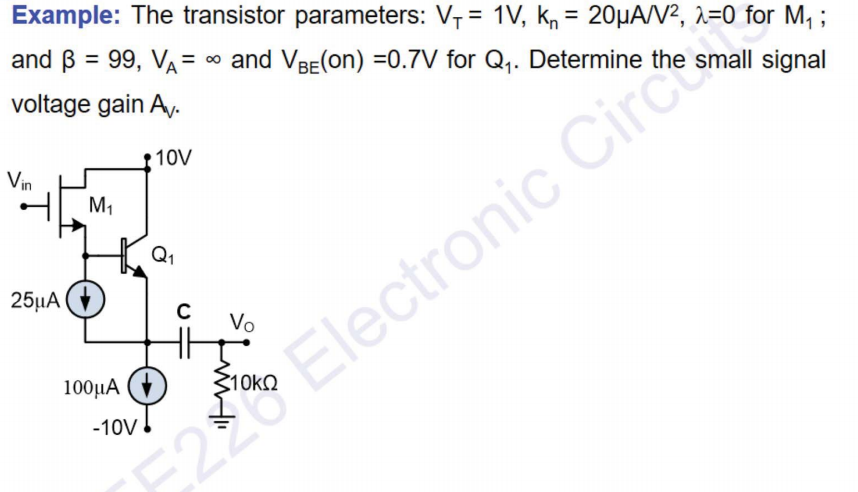 Solved Example: The transistor parameters: V1 = 1V, kn = | Chegg.com