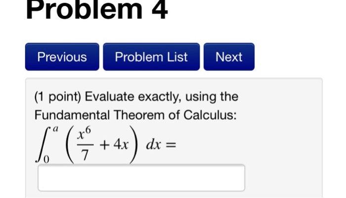 Solved Problem 4 Previous Problem List Next (1 point) | Chegg.com