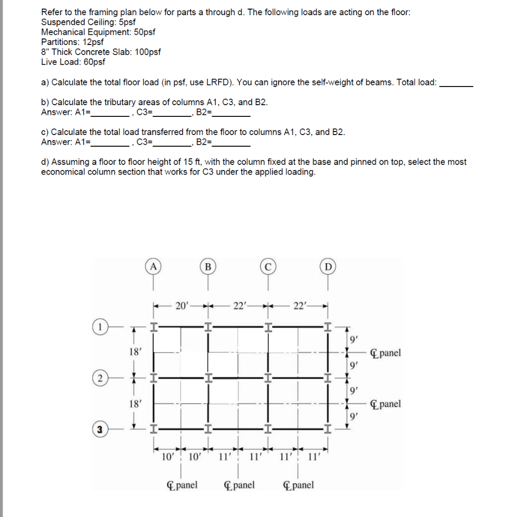 Solved Refer to the framing plan below for parts a through | Chegg.com