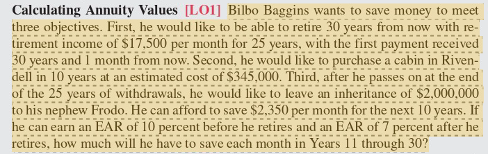 Solved Calculating Annuity Values (L01] Bilbo Baggins wants | Chegg.com