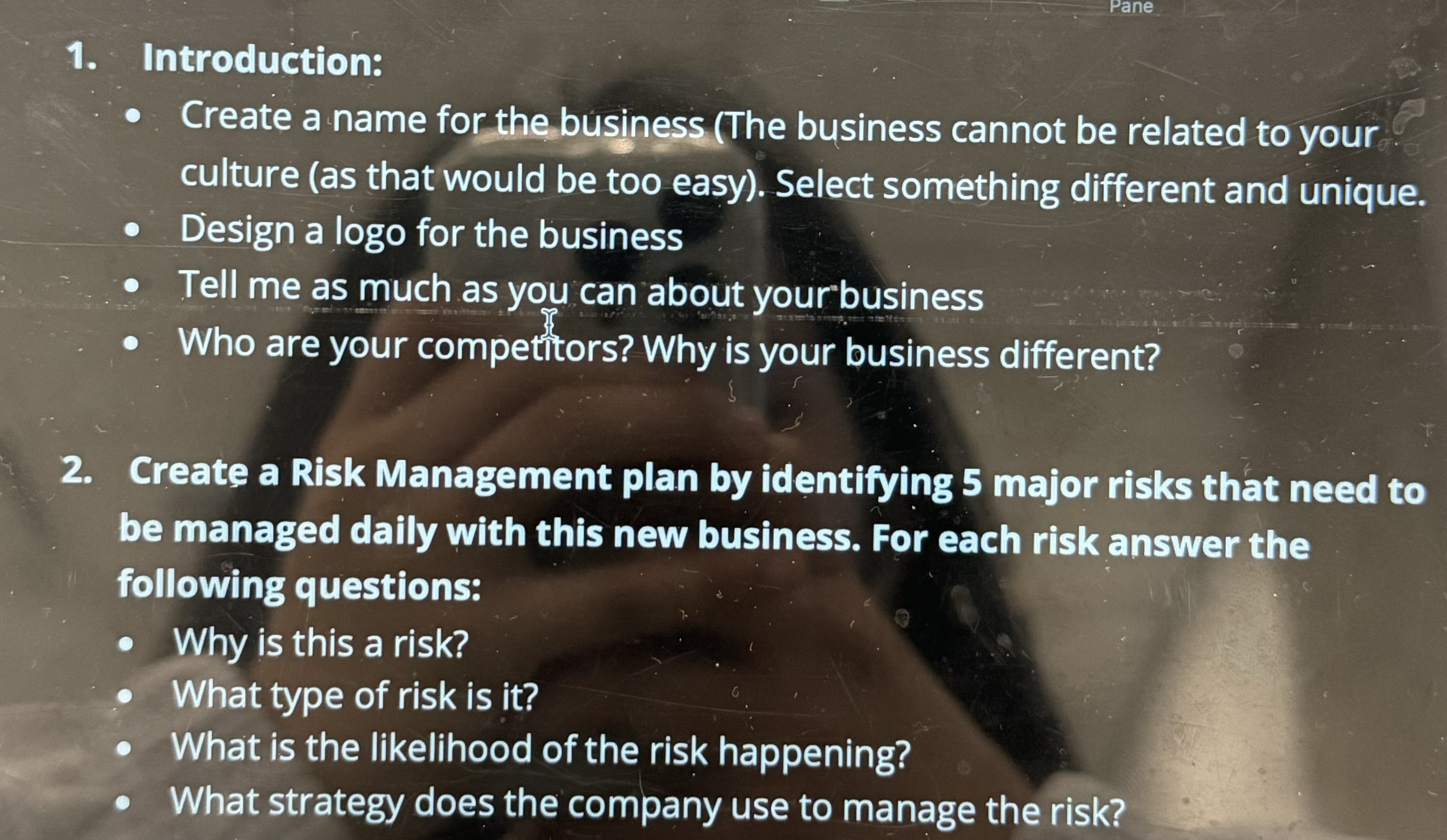 Solved Introduction:Create a name for the business (The | Chegg.com