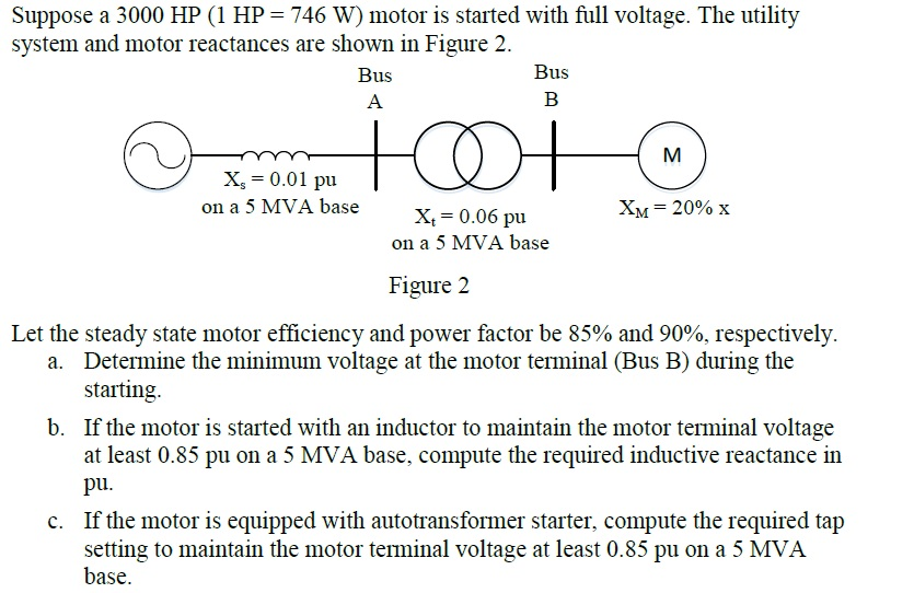 Solved Suppose a 3000 HP (1 HP 746 W) motor is started with | Chegg.com