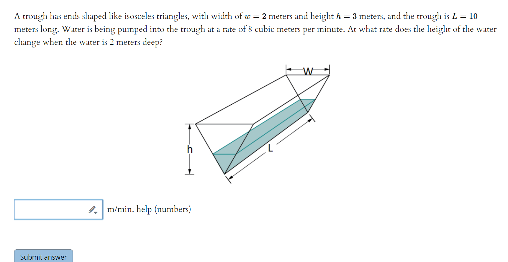 Solved A trough has ends shaped like isosceles triangles, | Chegg.com