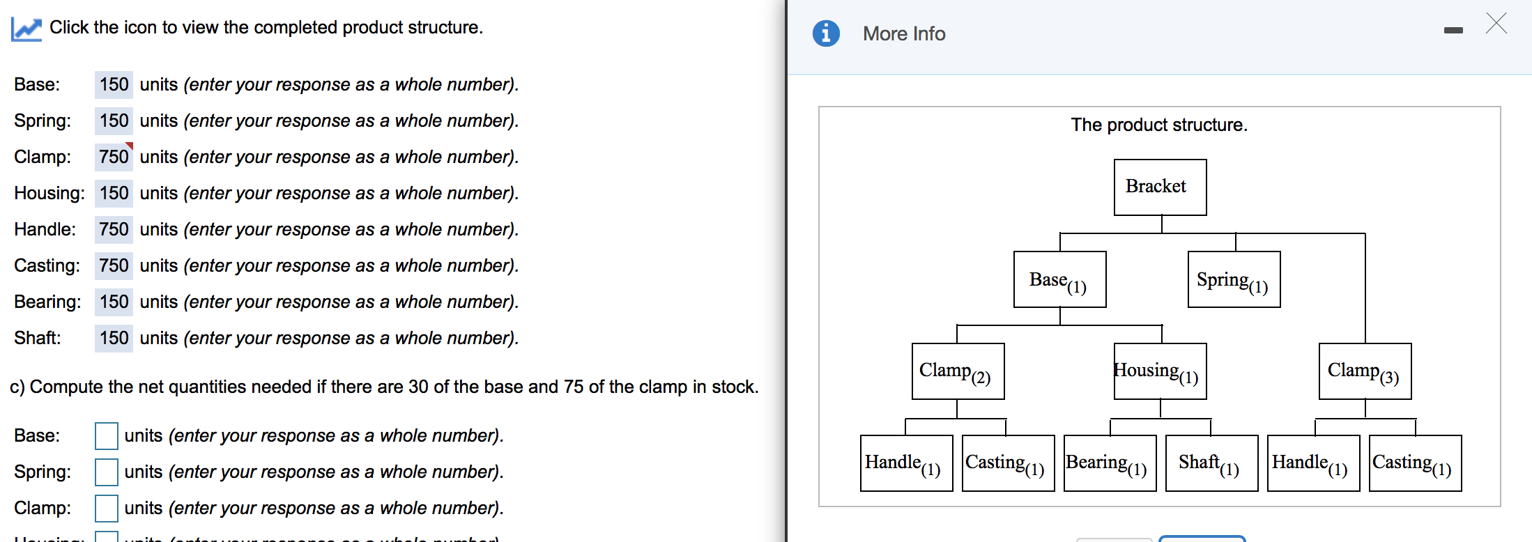 Solved c) Compute the net quantities needed if there are 30 | Chegg.com