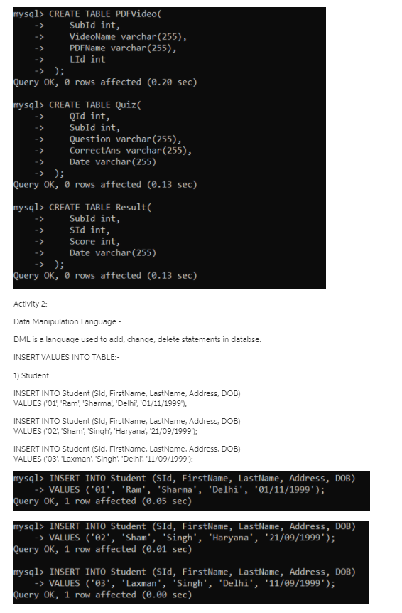 Solved Activity 3 – SQL – Select Statement Based on the | Chegg.com