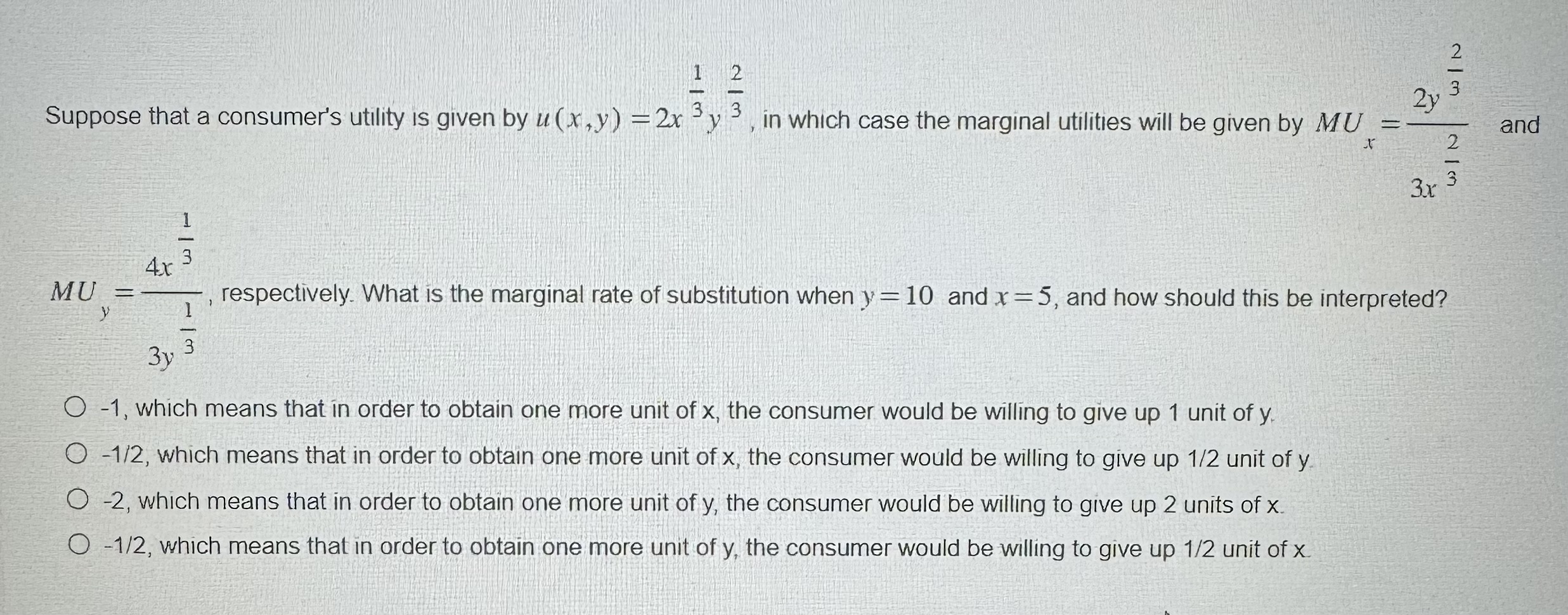 Solved Suppose that a consumer's utility is given by | Chegg.com