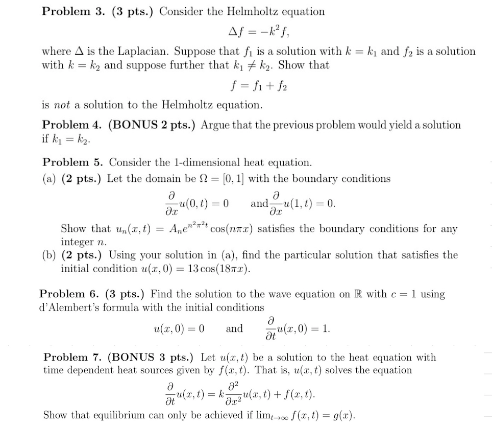 Problem 3 3 Pts Consider The Helmholtz Equation
