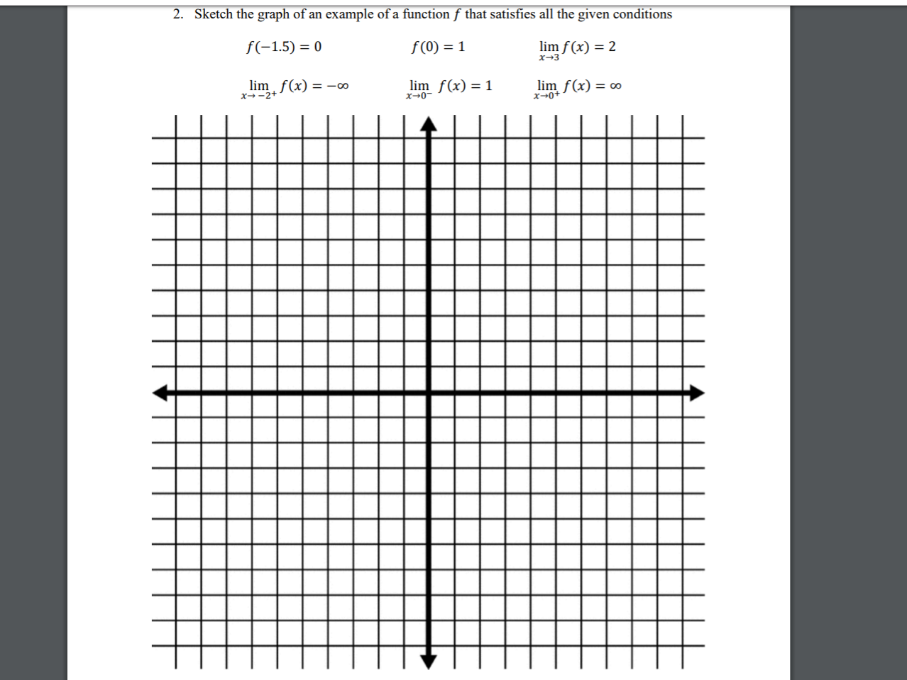 Solved 2. Sketch the graph of an example of a function f | Chegg.com