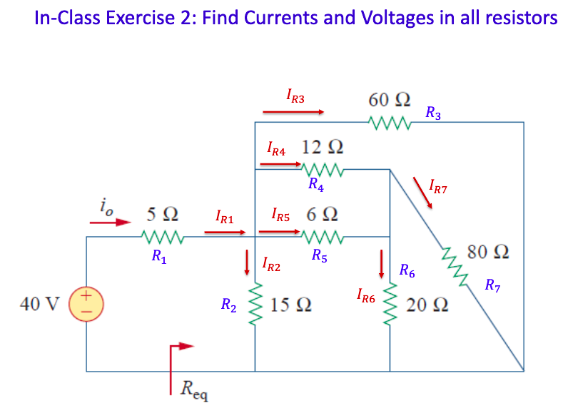 Solved In-Class Exercise 2: Find Currents and Voltages in | Chegg.com