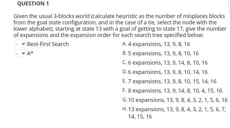 Artificial Intelligence Given the usual 3-blocks | Chegg.com
