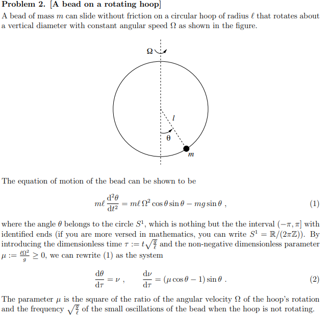 Solved Problem 2. [A bead on a rotating hoop] A bead of mass | Chegg.com