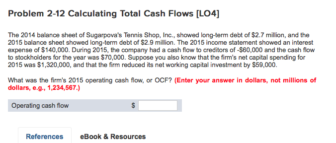 Solved Problem 2-12 Calculating Total Cash Flows [LO4] The | Chegg.com