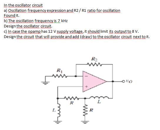 Solved In the oscillator circuit a) Oscillation frequency | Chegg.com