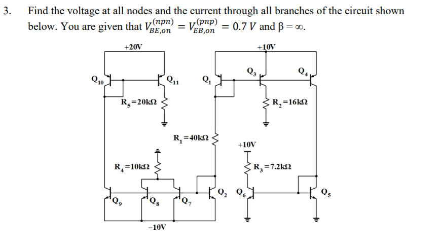 Solved Find the voltage at all nodes and the current through | Chegg.com