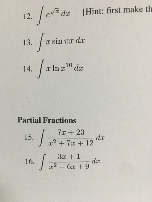 Solved Integral e^squareroot x dx Integral x sin pi x dx | Chegg.com