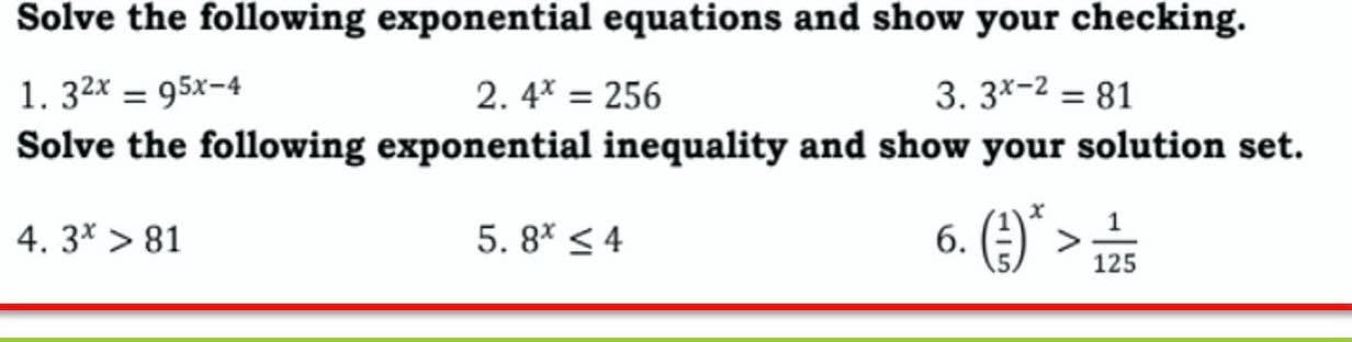 Solved Solve the following exponential equations and show | Chegg.com