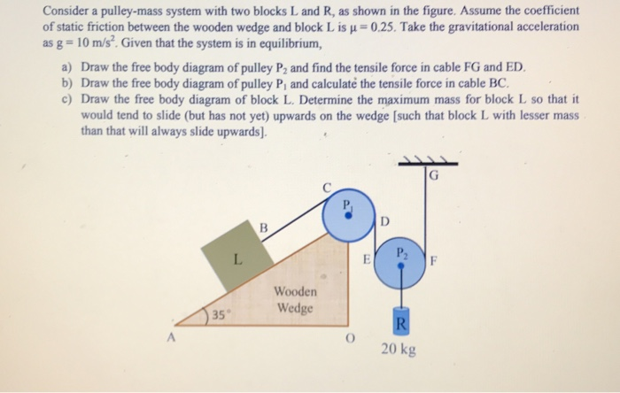 Solved Consider a pulley-mass system with two blocks L and | Chegg.com