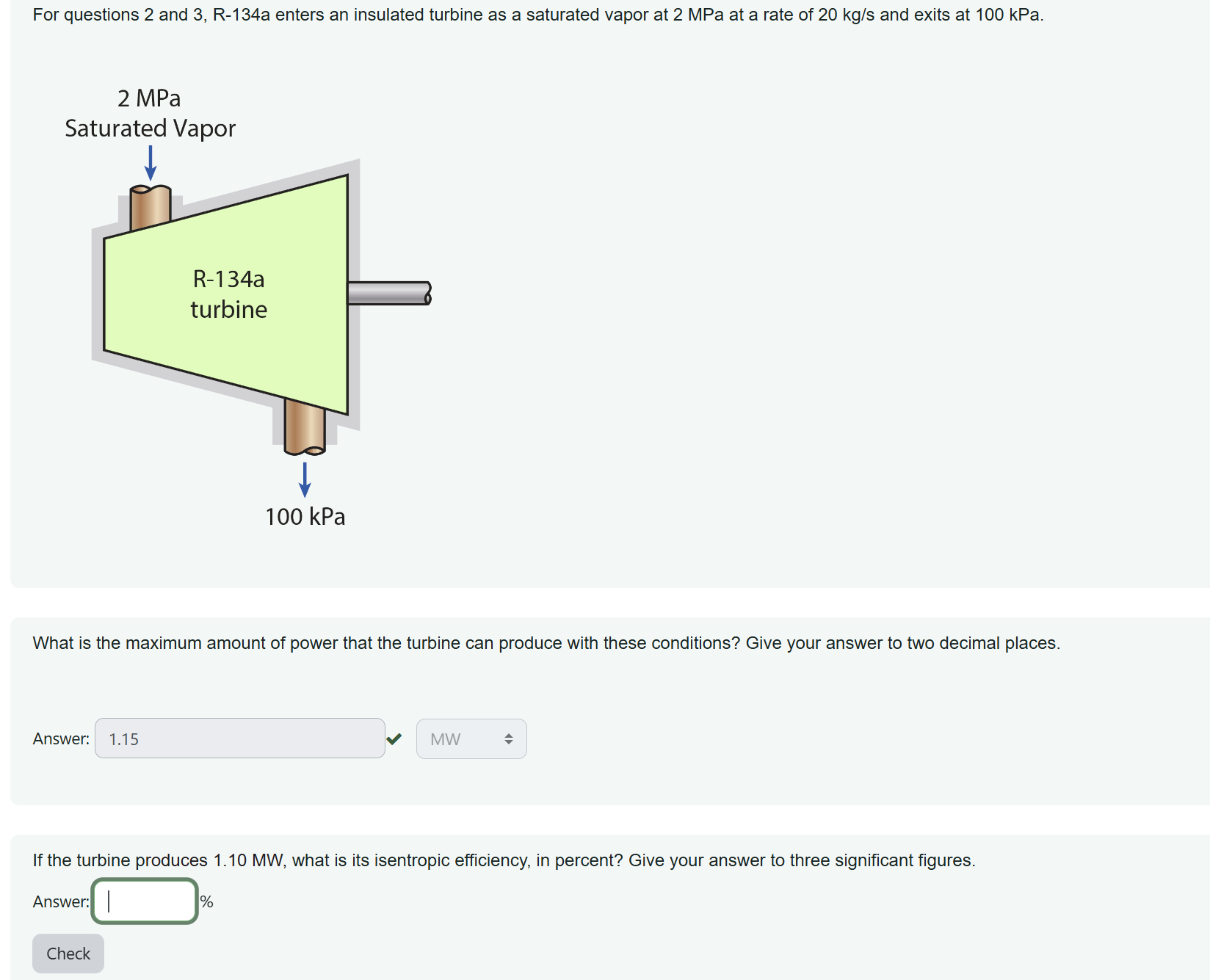Solved For questions 2 ﻿and \( 3, \mathrm{R} \)-134a enters | Chegg.com
