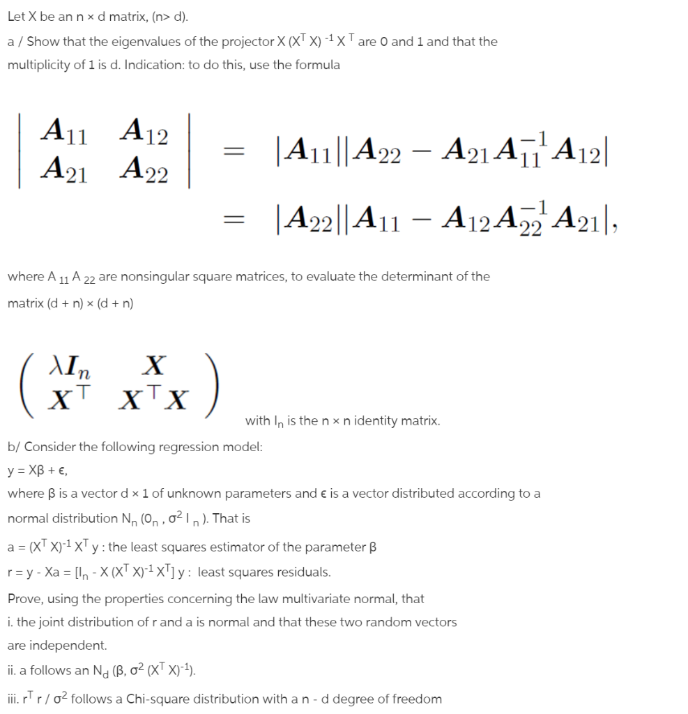 Solved Let X be an n xd matrix, (n> d). a / Show that the | Chegg.com