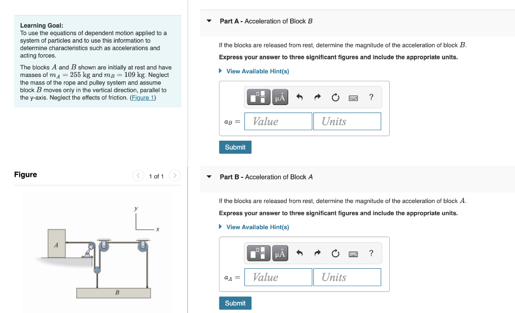 Solved Learning Goal: Part A - Acceleration of Block B To | Chegg.com