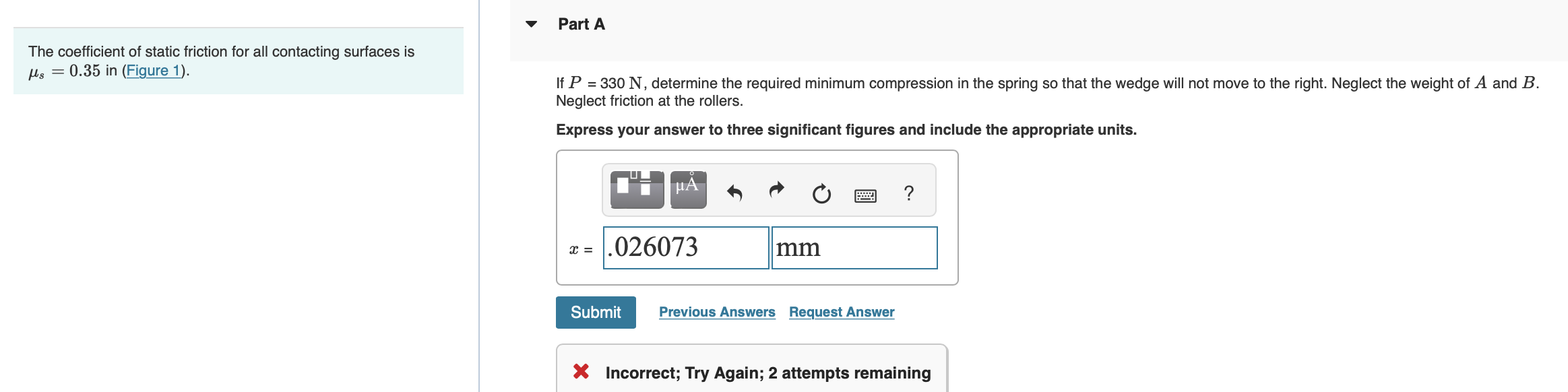 Solved The coefficient of static friction for all contacting | Chegg.com
